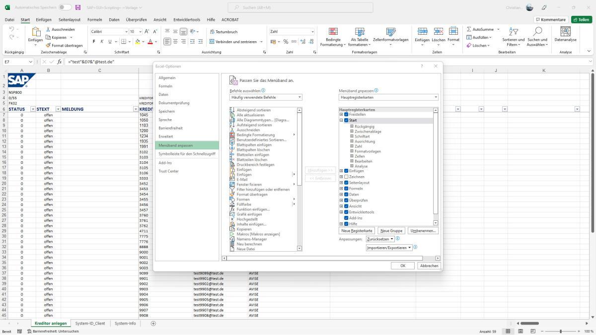 SAP GUI Scripting API in Microsoft Excel aktivieren